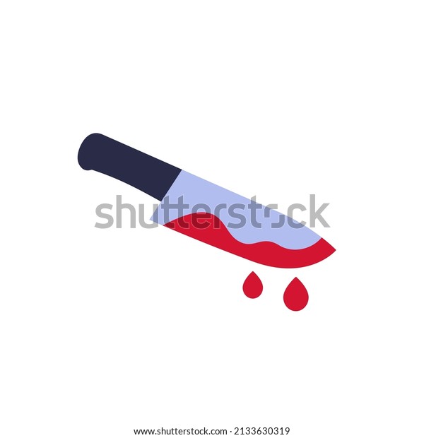 Knife Blood Murder Icon Flat Vector Stock Vector (Royalty Free ...