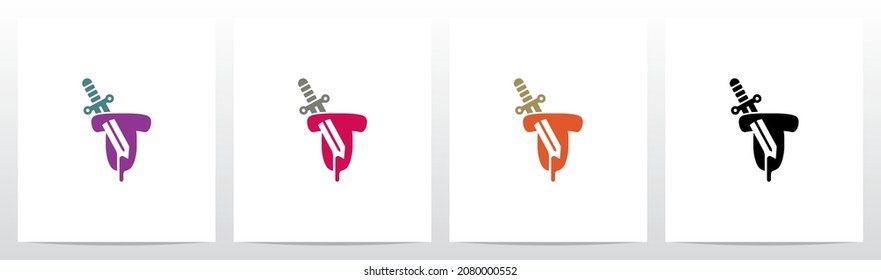 Knife Stab Letter Logo Design T Stock Vector (Royalty Free) 2080000552 ...