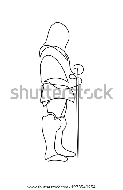 Knight Armor Continuous Line Art Drawing Stock Vector (Royalty Free ...