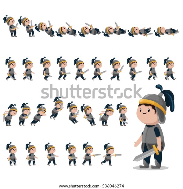 Knight Character Sprites Games Animation Knight Stock Vector (Royalty ...