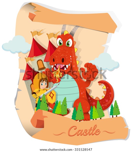Knight Dragon Castle Illustration Stock Vector (Royalty Free) 331528547 ...