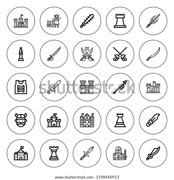 Knight Icon Set Collection 25 Outline Stock Vector (Royalty Free ...