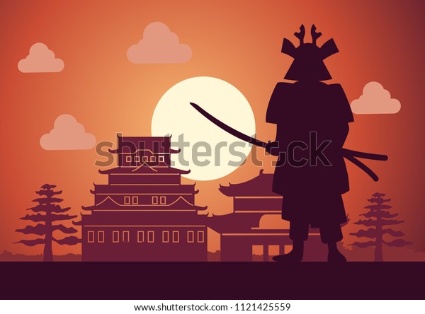 Knight Japan Called Samurai Pose Front Stock Vector (Royalty Free ...