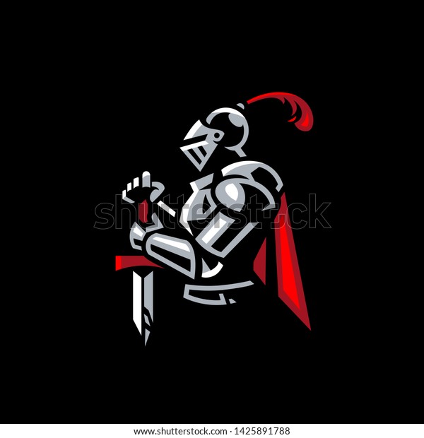 Knight Pose Hold Sword Background Stock Vector (Royalty Free ...