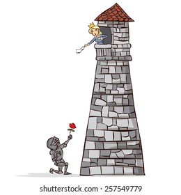 Knight Saves Princess Tower Recognized Love Stock Vector (Royalty Free ...