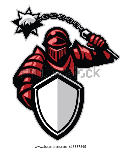 Knight Shield Spiky Ball Weapon Stock Vector (Royalty Free) 613887845