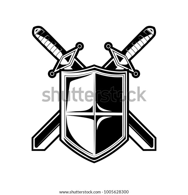 Knight Shield Sword Logo Emblem Isolated Stock Vector (Royalty Free ...