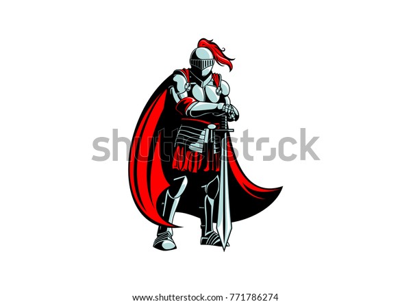 Knight Standing On Sword Stock Vector (Royalty Free) 771786274