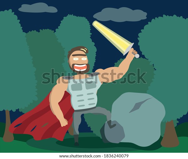 Knight Takes Sword Out Stone Stock Vector (Royalty Free) 1836240079 ...