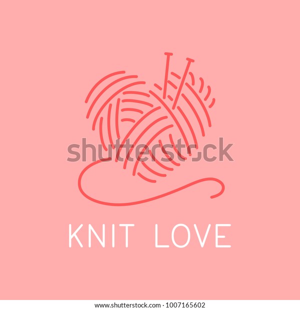 Knit Love Logo Design Hand Made Stok Vektör (Telifsiz) 1007165602