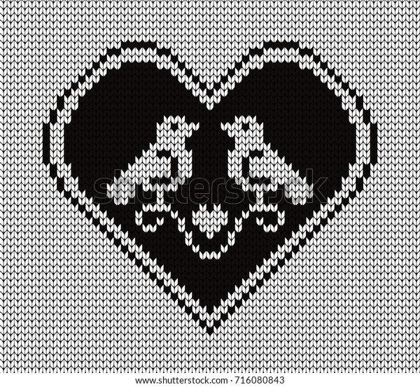 Knitted Decorative Pattern Birds Heart Stock-Vektorgrafik (Lizenzfrei ...