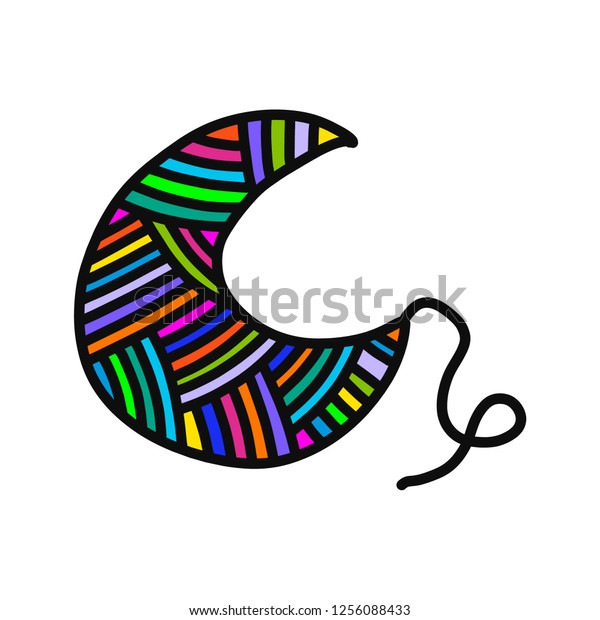 Knitted Moon Yarn Wool Hand Drawn Stock Vector (Royalty Free ...