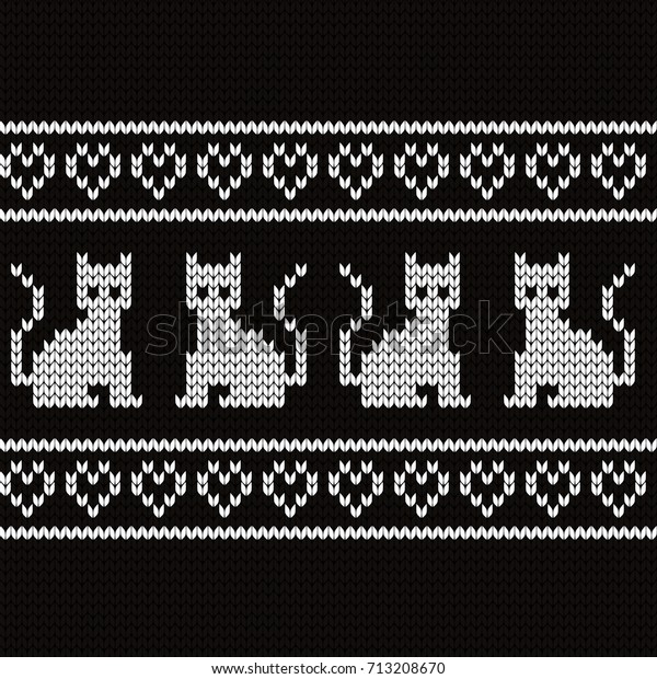 Knitted Seamless Border Cats Stock Vector (Royalty Free) 713208670 ...