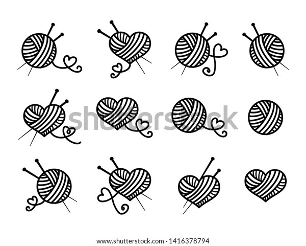 Knitting Beautiful Vector Icon Set: стоковая векторная графика (без ...