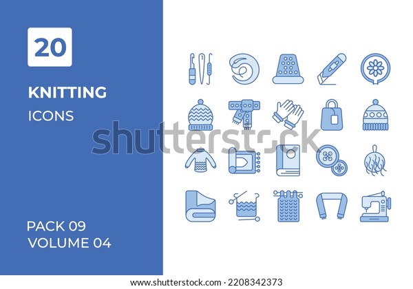Knitting Icons Collection Set Vector Line Stock Vector (Royalty Free ...