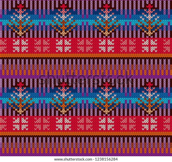 Knitting Pattern Style Fair Isle Bright: стоковая векторная графика ...