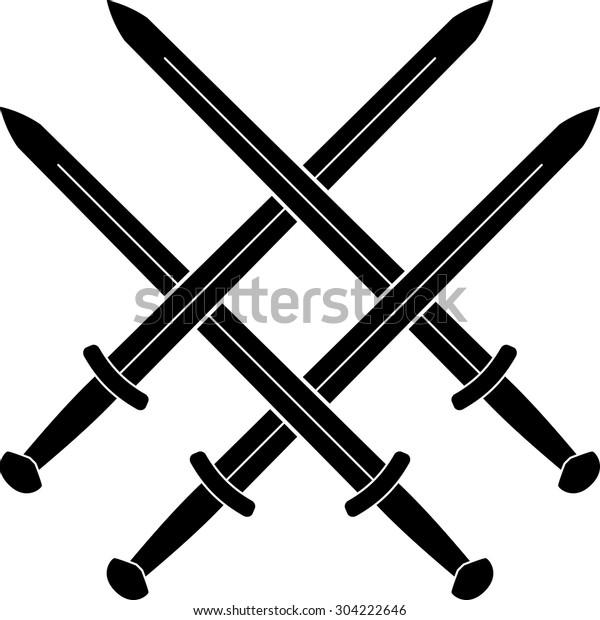 Knot Medieval Swords Stencil Stock Vector (Royalty Free) 304222646