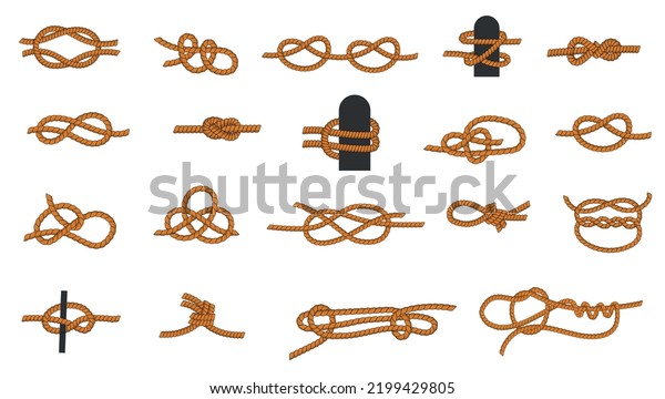 Knot Types Cartoon Knotted Rope Ties Stock Vector (Royalty Free ...