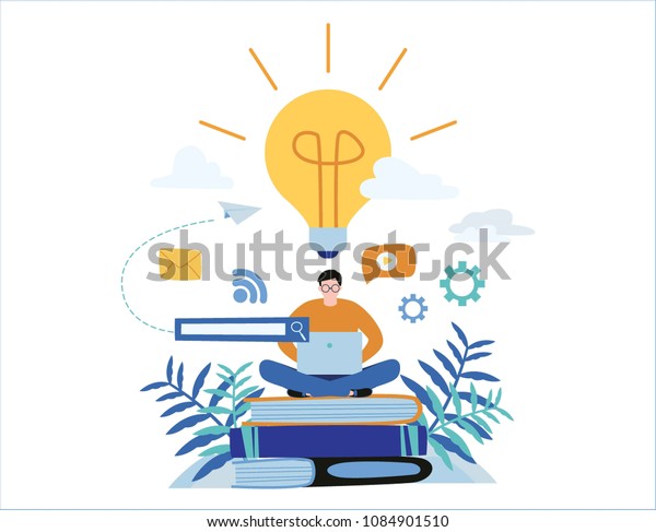 Knowledge Online Illustration Vector Distance Education Stock Vector ...