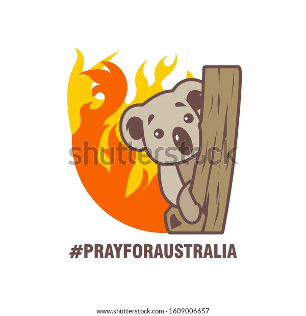 Koala Fire Burning Background Australia On Stock Vector (Royalty Free ...