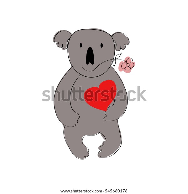 Koala Heart Flower Vector Drawn Stock Vector (Royalty Free) 545660176 ...