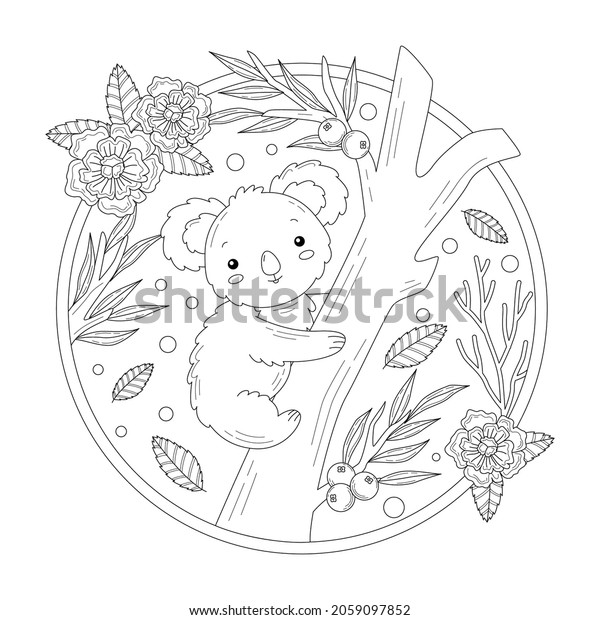 Koala Line Drawing Coloring Book Stock Vector (Royalty Free) 2059097852 ...