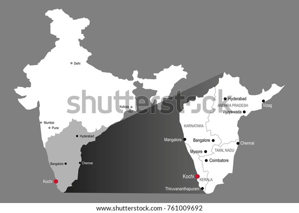 Kochi India Map With City Labels