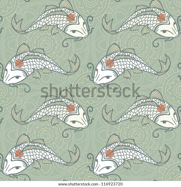 Koi Carp Seamless Texture Tancho Breed Stock Vector (Royalty Free ...