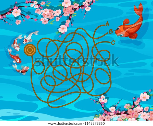 Koi Fish Maze Game Illustration Stock Vector (Royalty Free) 1148878850 ...