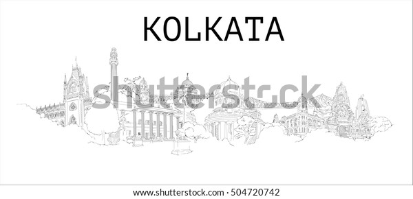Kolkata Calcutta City Vector Hand Drawing Stock Vector (Royalty Free ...