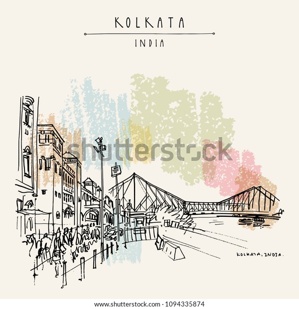 Kolkata India Britishera Howrah Junction Railway Stock Vector (Royalty ... Kolkata India Britishera Howrah Junction Railway Stock Vector (Royalty ...
