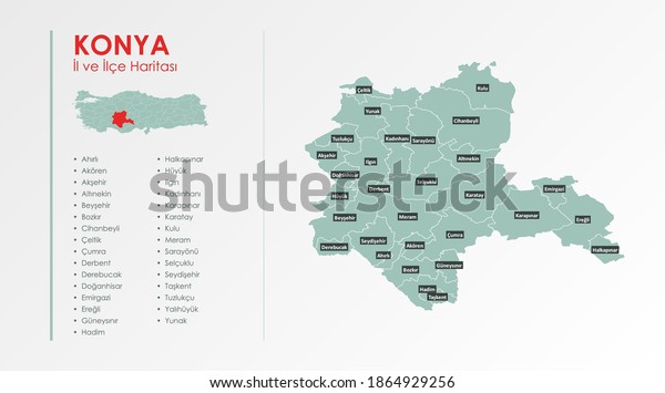 Konya City Districts Illustration Vector Map Stock Vector (Royalty Free) 1864929256 | Shutterstock