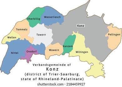 Konz Verbandsgemeinde Map Triersaarburg District Rhinelandpalatinate ...