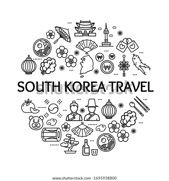 Korea Signs Round Design Template Thin Stock Vector (Royalty Free ...