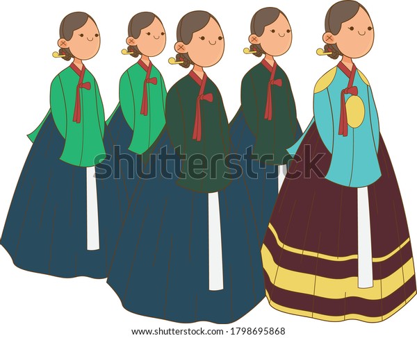 Korean Retro Characters Cute Cartoon Easy Stock Vector (Royalty Free ...