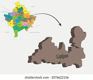 Vektor Stok Kosovo Map Cities 3d Lipljan (Tanpa Royalti) 2076622156 ...