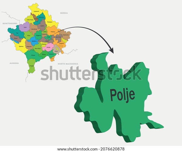 Kosovo Map Cities 3d Polje Stock Vector (Royalty Free) 2076620878 ...