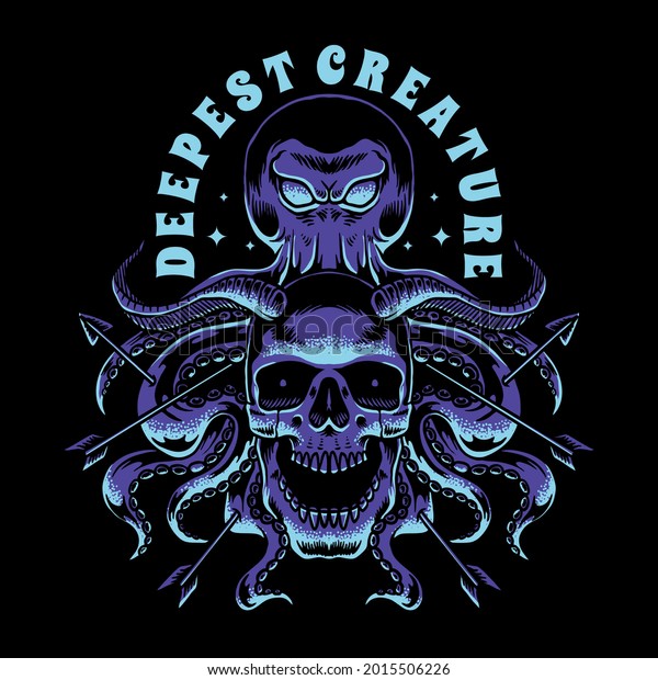 Kraken Skull Vector Artwork Design Stock Vector (Royalty Free ...