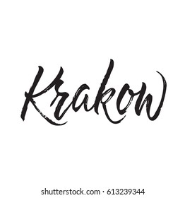 Krakow Text Design Vector Calligraphy Typography Stock Vector (Royalty ...