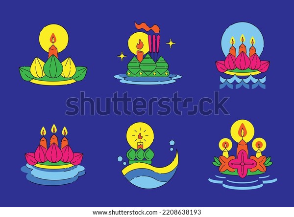 Kratong Floting On Water Graphic Design Stock Vector (Royalty Free ...