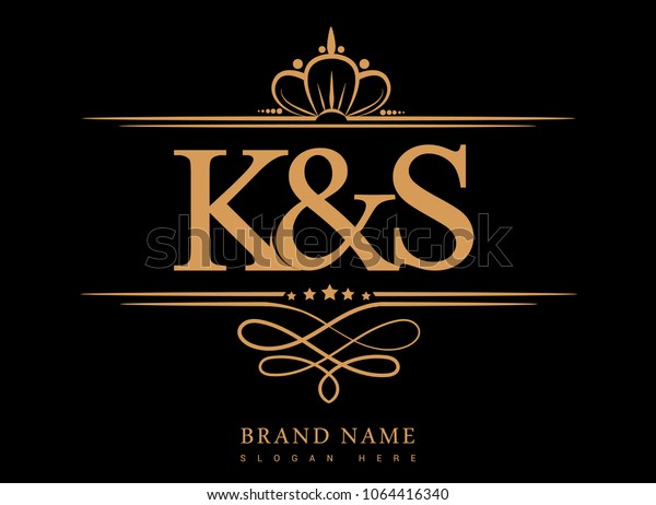 K&S Initial logo, Ampersand initial logo gold with crown and classic ...