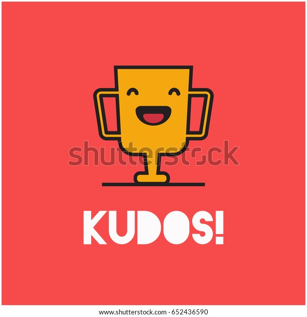 Kudos Card Smiling Trophy Illustration Line Stock Vector (Royalty Free ...