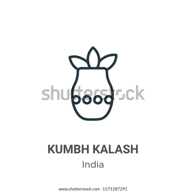 Kumbh Kalash Outline Vector Icon Thin Stock Vector (Royalty Free ...