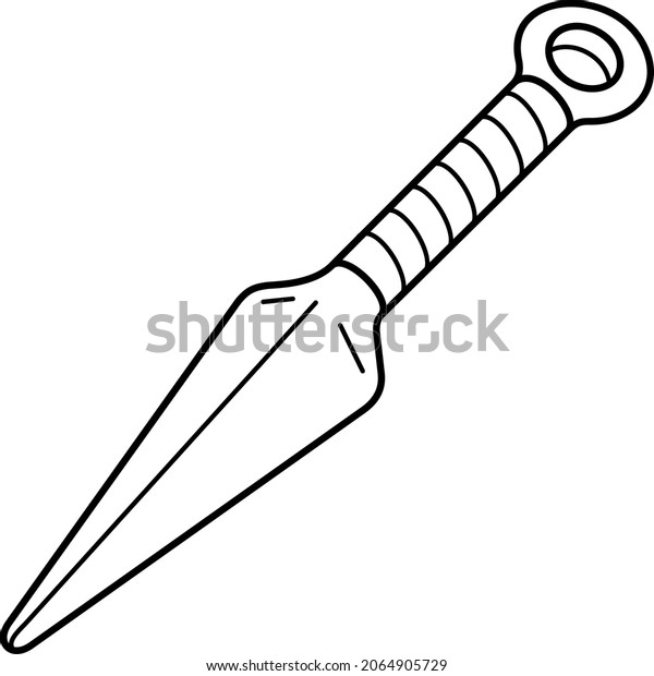 Kunai Knife Vector Outline Illustration Stock Vector (Royalty Free ...