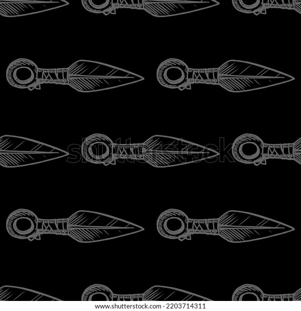 Kunai Ninja Knife Vector Seamless Pattern Stock Vector (Royalty Free ...