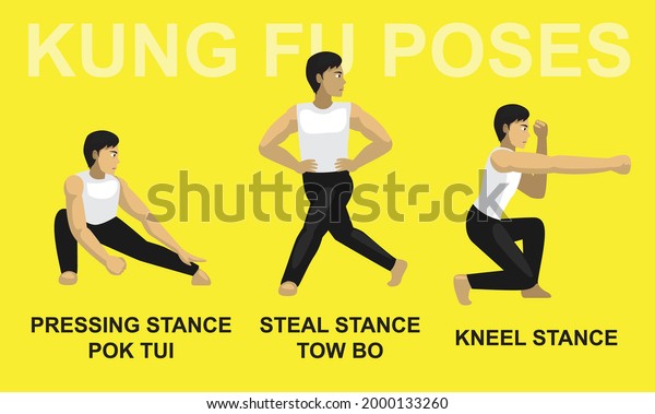 Kung Fu Poses Pressing Stance Pok Stock Vector (Royalty Free ...