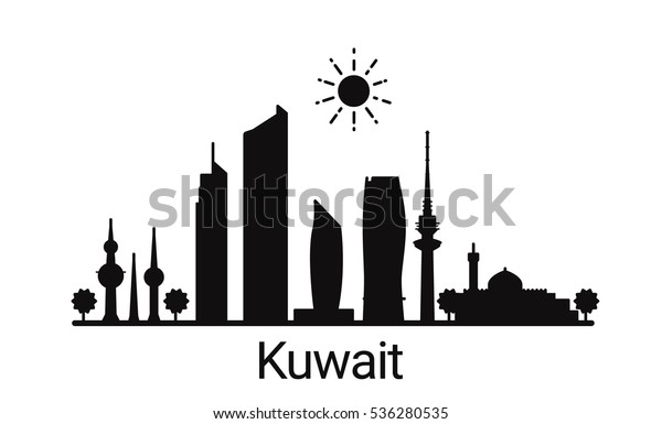 Kuwait City Outline Skyline All Kuwait Stock Vector (Royalty Free ...