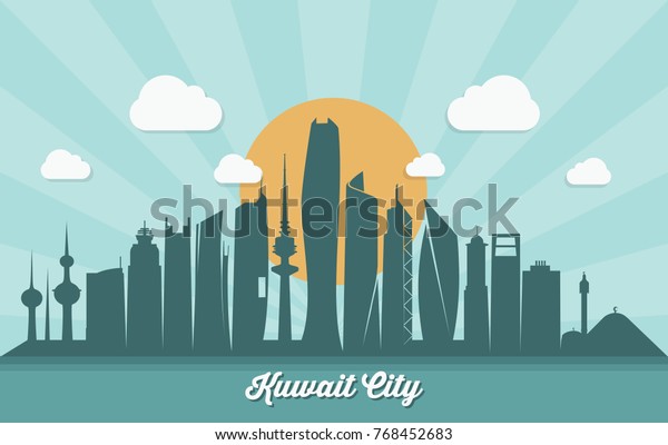 Kuwait City Skyline Vector Illustration Stock Vector (Royalty Free ...