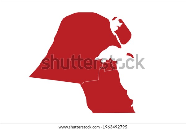 Kuwait Map Red Color On White Stock Vector (Royalty Free) 1963492795 ...