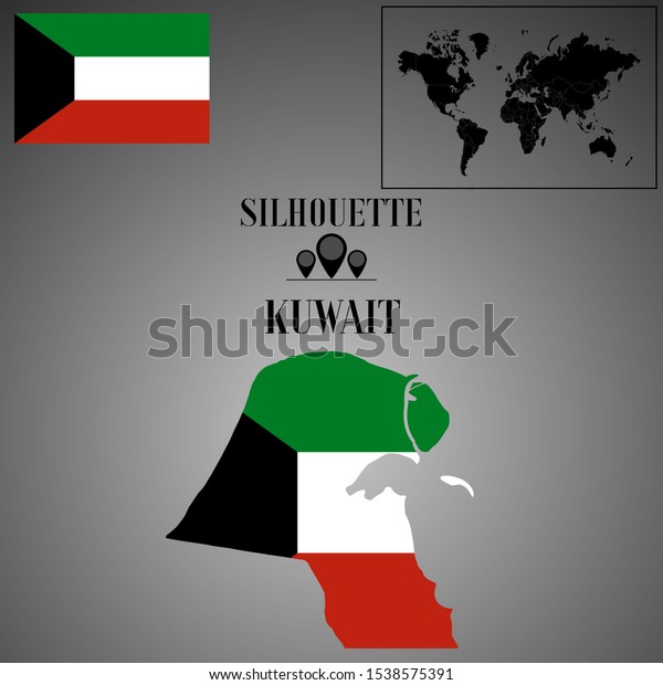 Kuwait Outline World Map Silhouette Vector Stock Vector (Royalty Free ...